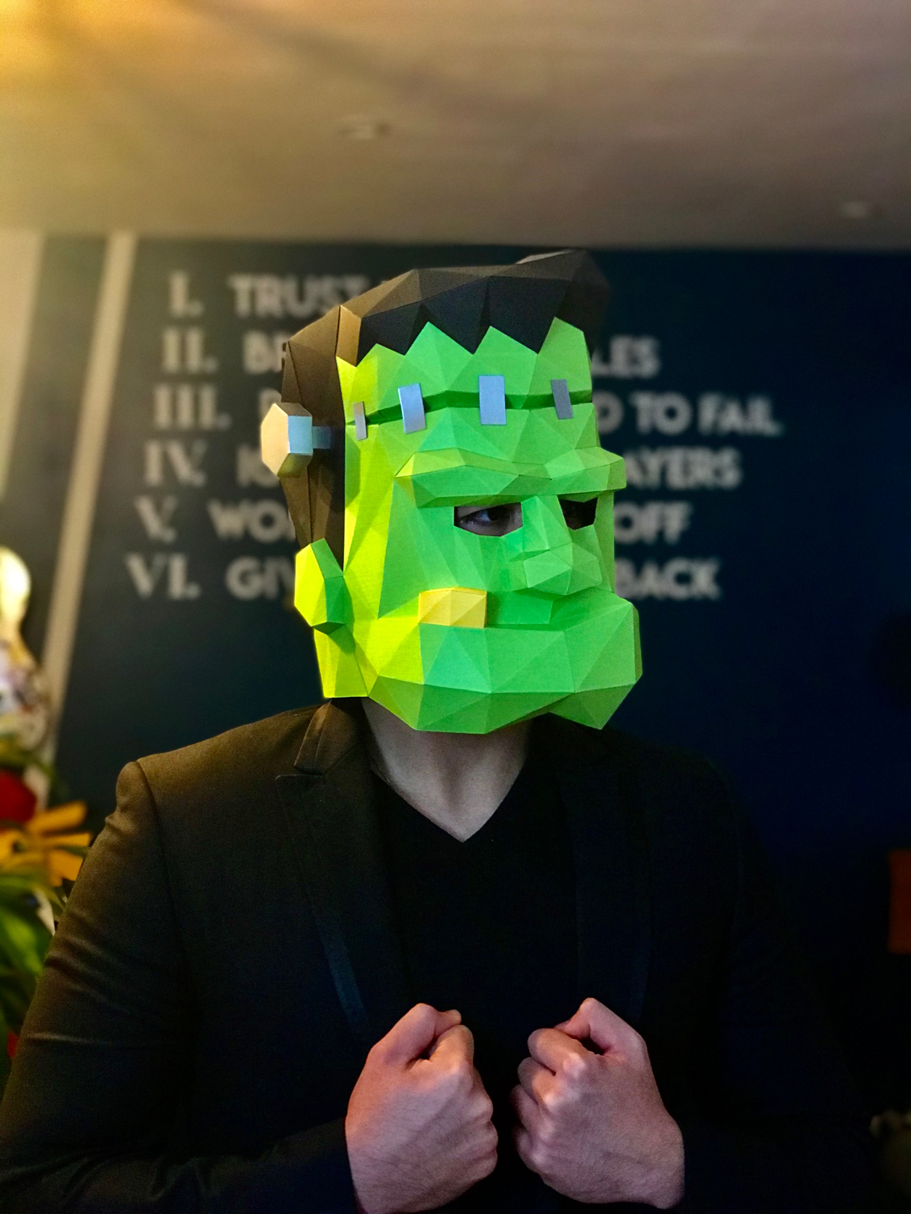 Masque Frankenstein - Halloween Papercraft Origami - Télécharger PDF ...