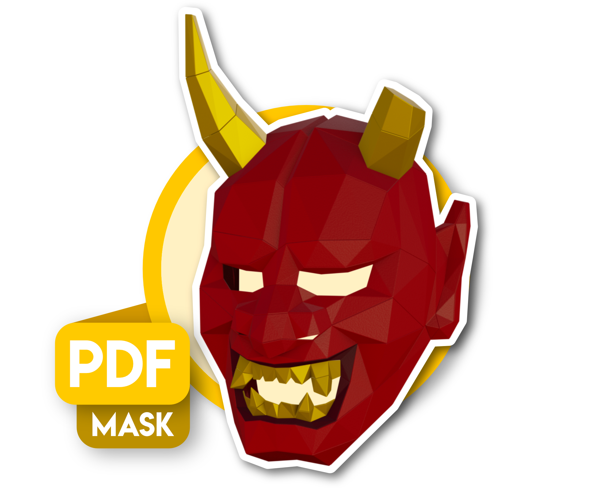 Masque Hannya - DTWORKSHOP Papercraft 3D Origami DIY - Télécharger PDF ...