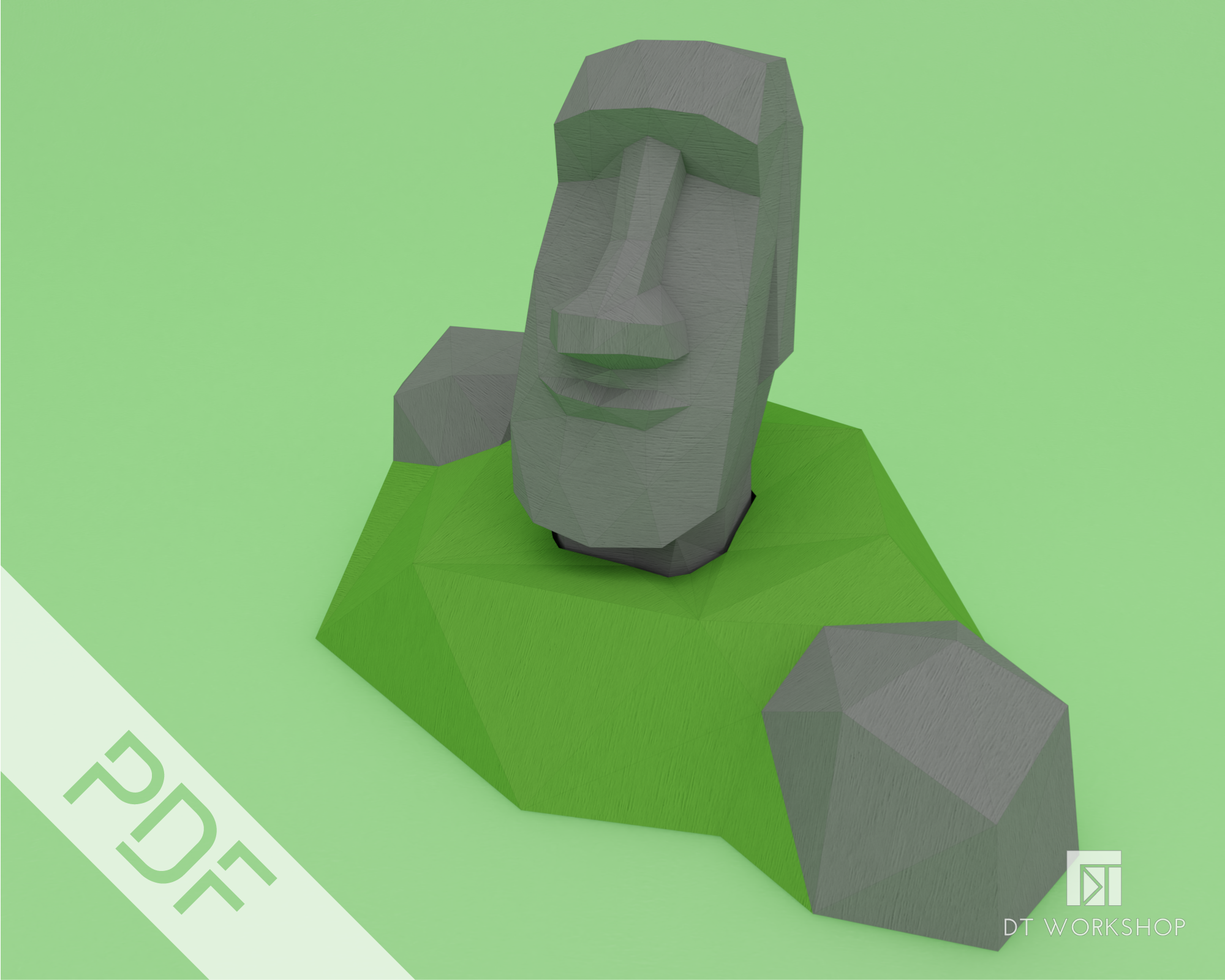 Statue Moai - DT WORKSHOP Papercraft 3D Origami DIY - Télécharger PDF